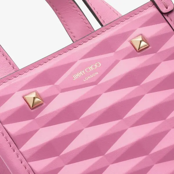 Jimmy Choo Mini North-South Tote Candy Pink Diamond Embossed 3d